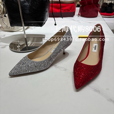 思加图婚鞋欧美镶钻尖头女鞋单鞋