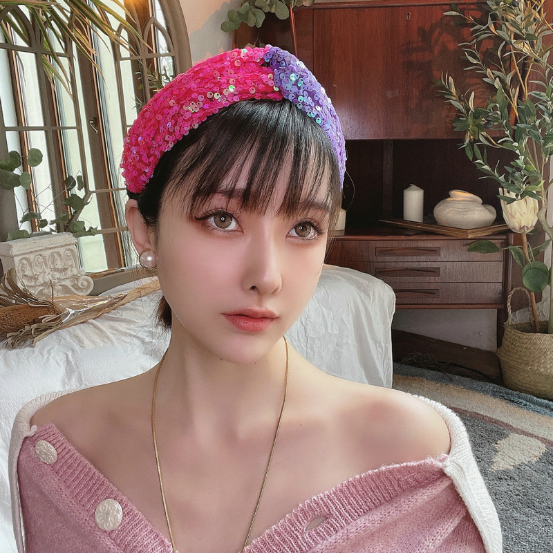 suzzi潮牌《唯我独耀》亮片交叉包头宽发箍人鱼姬夜店蹦迪发卡_虎窝淘