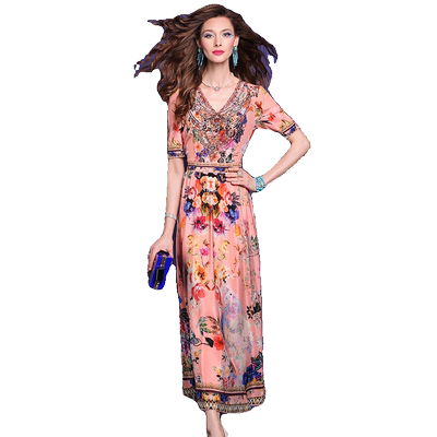 菲梦伊100桑蚕丝印花连衣裙