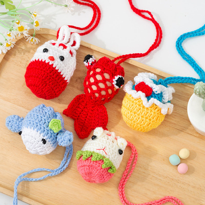 端午节立夏蛋兜成品挂脖毛线蛋袋