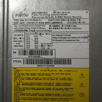 富士通S26113-E595-V50-01 DPS-450AB-15 A 医疗工作者电源