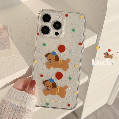 ins圣诞风腊肠狗适用iPhone15promax苹果16手机壳14plus全包防摔12闪粉11女15透明日韩风趣味卡通14保护套