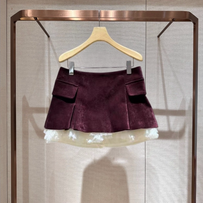 卓雅资2025冬季高腰丝绒半身裙女