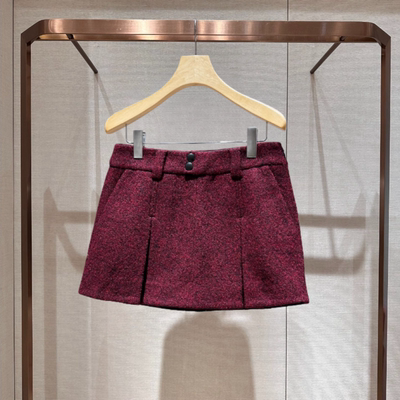 卓雅资2025冬季高腰压褶半身裙女