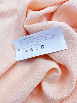 现货 意大利Ruffo Coli橘粉提花水玉真丝羊毛连衣裙衬衣面料布料