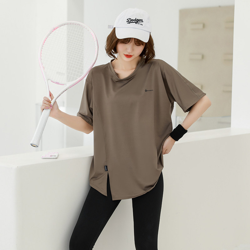230斤特大码速干运动上衣女瑜伽服健身服宽松加长短袖跑步锻炼t恤