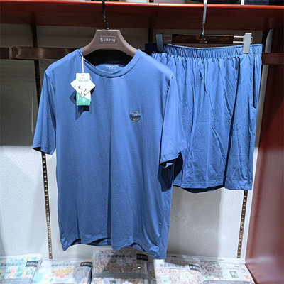 戈本仑63015男士夏季薄款短袖短裤睡衣家居服宽松莫代尔棉五分裤