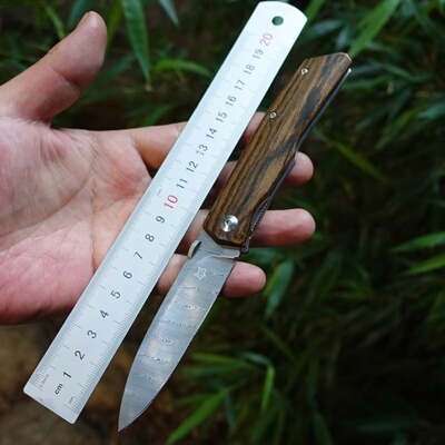 FOXkinves大马士革钢折叠口袋刀