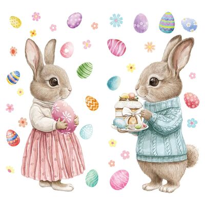 PVC Easer Window Door Sickers Creaive Decoraive Caroon Rabbi