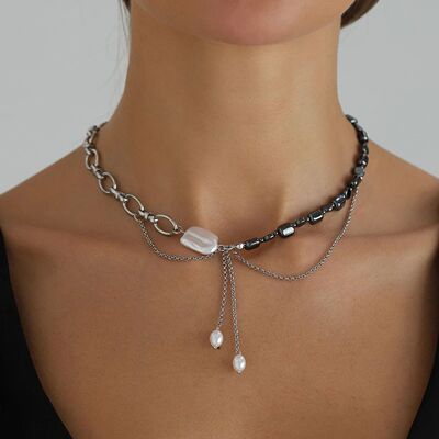 Sweet Cool Spliced Pendant Necklace Irregular Baroque Pearl