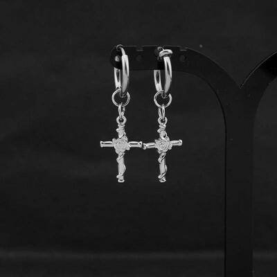 Titanium steel personalized earrings cross rose ins earrings