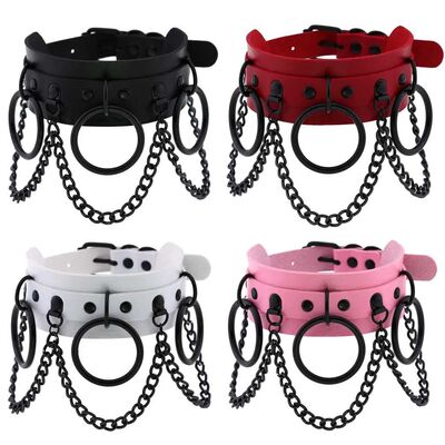 Punk Gohic Wild Personaliy Nighclub Black O-ring lifing chai