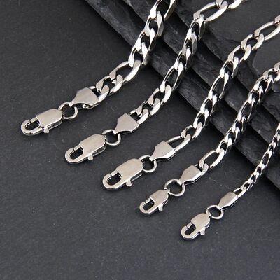 Stainless Steel Figaro Necklace 3:1 Steel Chain Hiphop Three