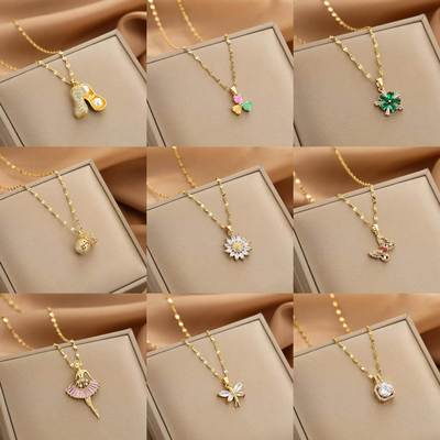Gold Necklace for Women Zircon Jewelry Pendant Necklace Tita