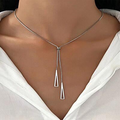 Fashion Gold Color Triangle Pendant Necklace Stainless Steel