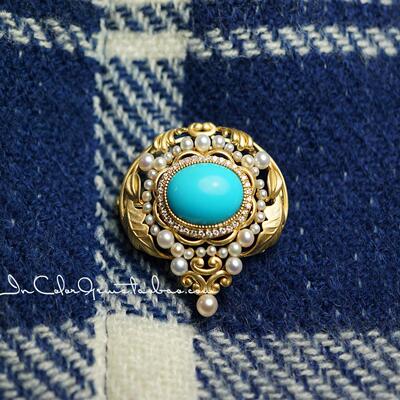 古典套装/松石 k黄配钻石+珍珠 定制鉴赏/InColor 彩定制