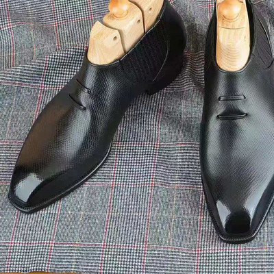JIMJUN 切尔西靴男 Horween 短靴皮靴 手工定制皮底固特异男靴