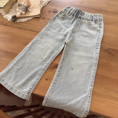HHkids【高定闪闪裤】又薄又软女童夏季镶钻牛仔裤微辣长裤CKZ001