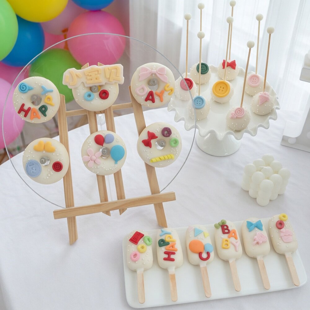 宝贝孩子生日百天满月多巴胺主题甜品台 甜甜圈蛋糕甜点成品定制