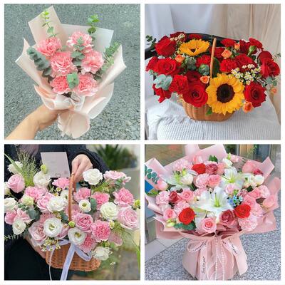 桂林市雁山临桂区阳朔灵川县同城鲜花店配送教师节康乃馨百合花束