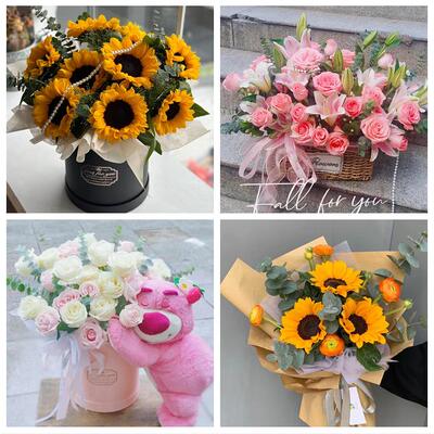 云南楚雄州元谋县武定县禄丰县同城鲜花店向日葵玫瑰混搭生日花束