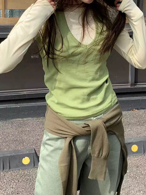 现货water river韩国东大门2026春夏V领棉100 背心上衣女吊带