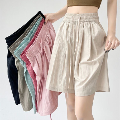 韩版高腰显瘦百搭冰丝山本五分裤