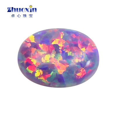 紫色粉红变彩澳宝椭圆形欧泊 蛋形平底素面裸石人造OPAL宝石OP38
