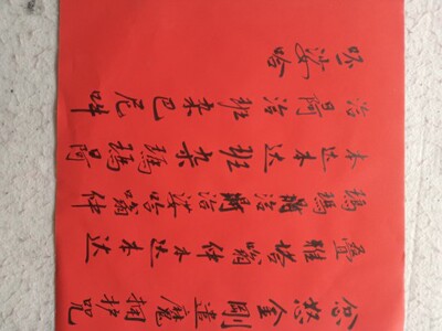 忿怒金刚遣魔拥护咒红纸斗方五云山人亲手写书法真迹可定制包邮