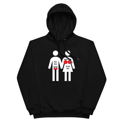 创意恶搞小众“有时尺寸很重要”男女同款情侣款宽松国潮连帽卫衣