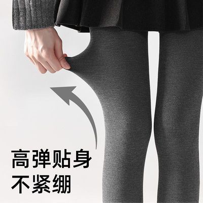 灰色连裤袜女压力显瘦春秋纯色高腰不掉档竖纹秋冬连脚打底裤袜