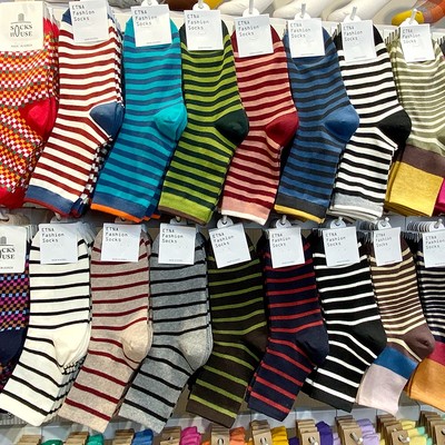 韩国ETNA彩色条纹袜子女中筒袜