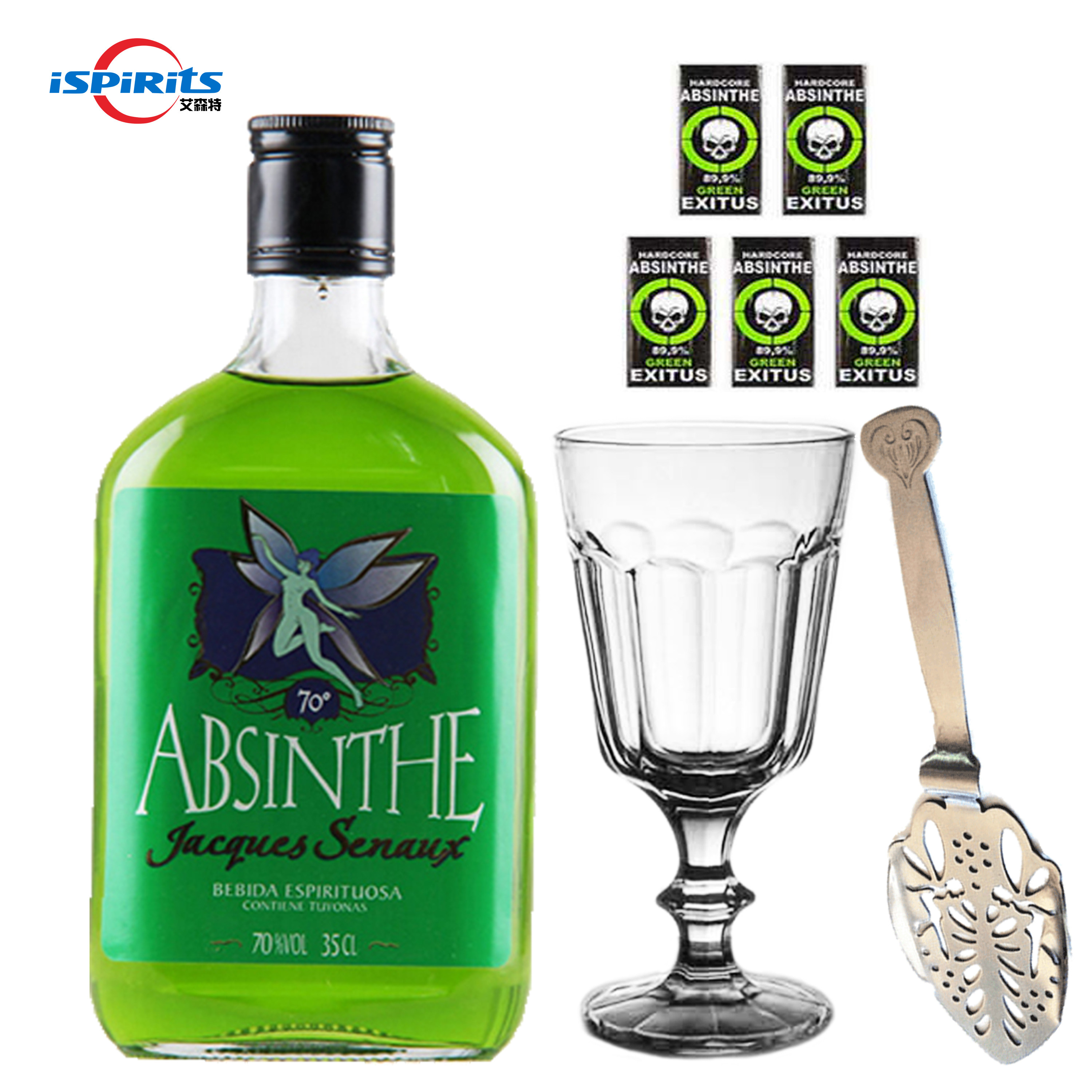 350ml悬乳之星70度自由绿精灵苦艾酒西班牙进口absinthe送杯勺_虎窝淘