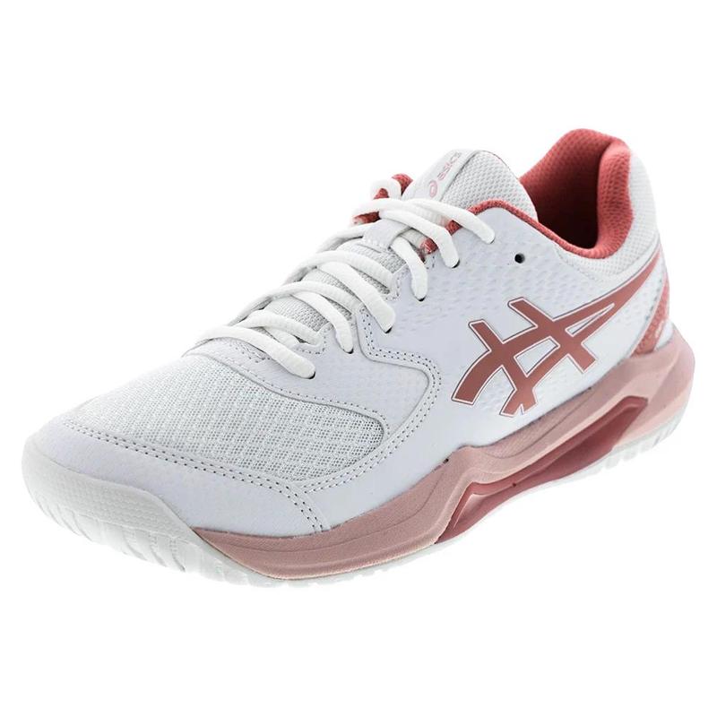 海外代购Asics/亚瑟士女士网球鞋缓震支撑防滑耐磨白粉配色