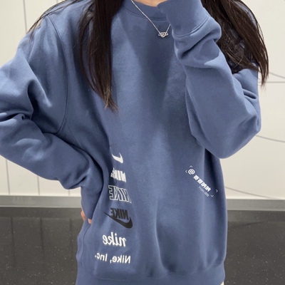 Nike耐克 春季新款男女运动休闲潮流针织加绒套头衫卫衣 DX0782