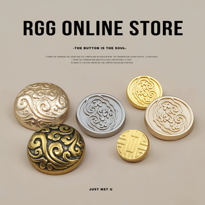 国风新中式祥云如意金属纽扣