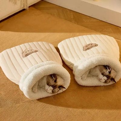 Warm Cat Sleeping Bag Semi-Enclosed Cats Dogs Pad Soft Plush