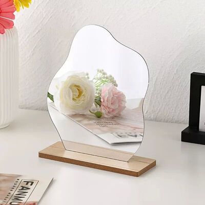 DIY Office Makeup Desktop Ornament Decoration Standing Mirro