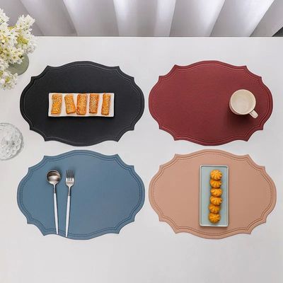 Leather Placemat Tableware Pad Irregular Retro Table Mat Hea