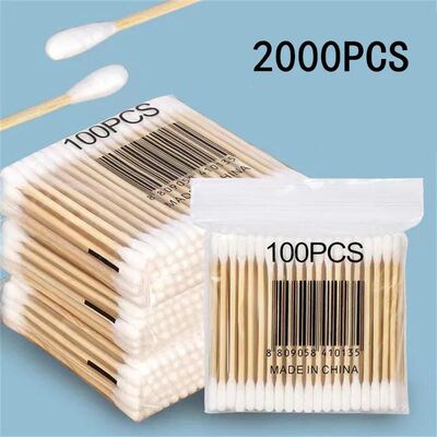 2000pcs Double Head Wood Cotton Swab Nose Ears Cleaning Lips