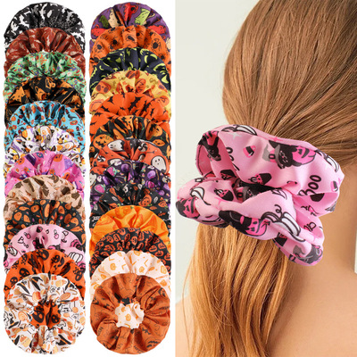 Large-sized floral-patterned large intestine hair tie head