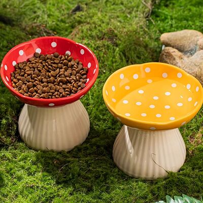 Resin Mushroom Cat Bowl: Tall, 300ml capacity, suitable for
