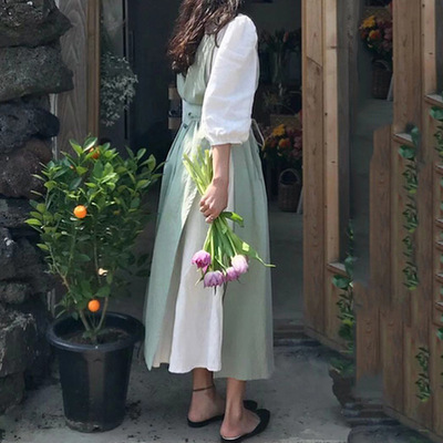 Cotton and linen apron, retro art, painting apron, work