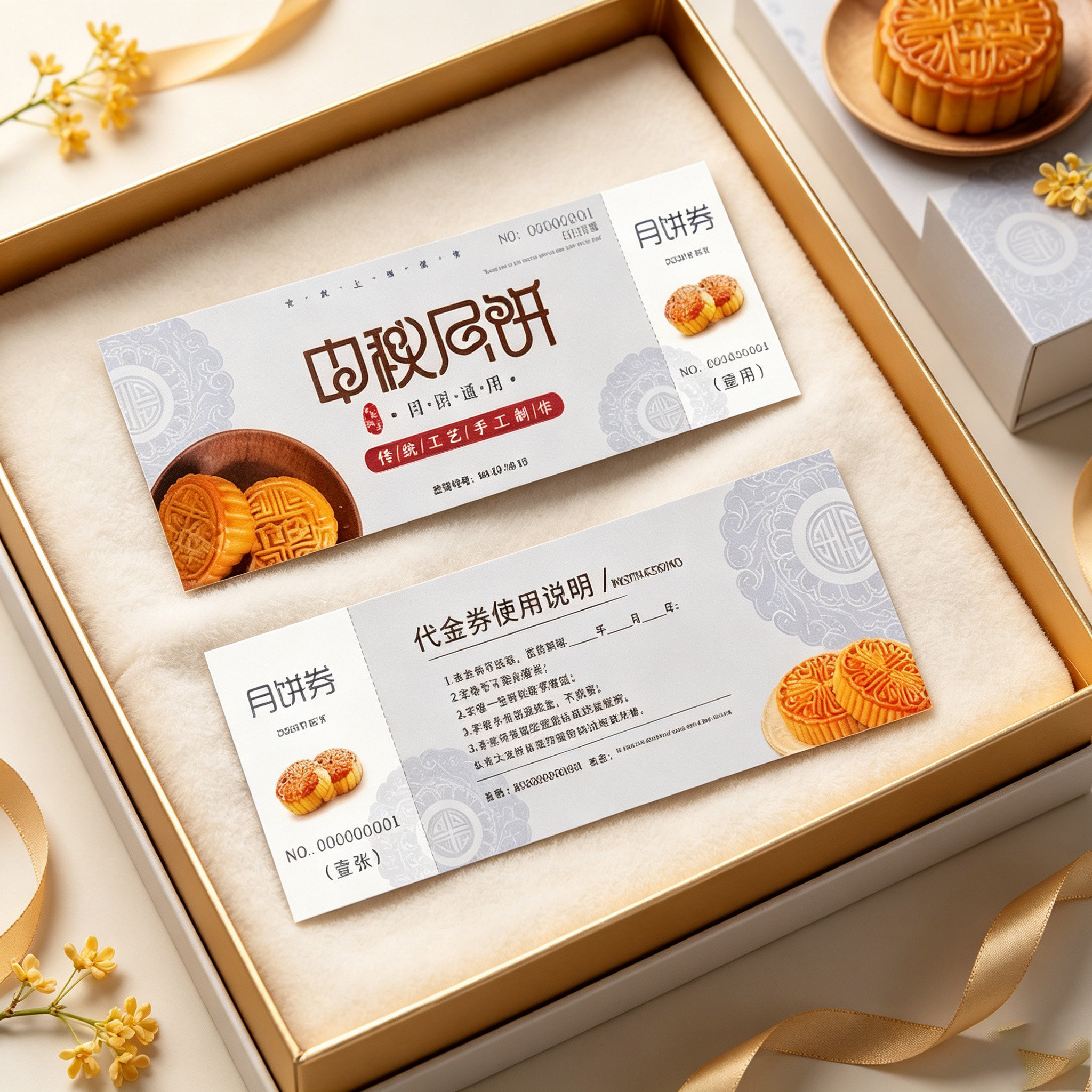 月饼礼盒提货券定制中秋节代金券公司送员工兑换礼品卡片设计印刷