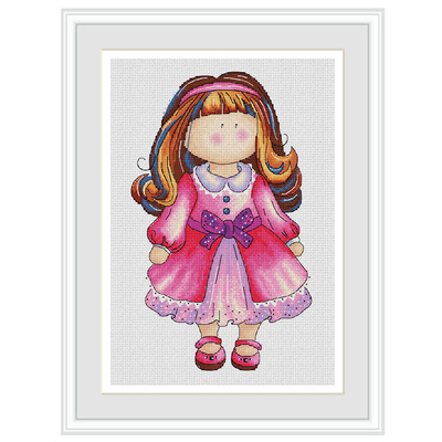 十字绣套件 正品DMC绣线配置 A766可爱小女孩9 14CT印花
