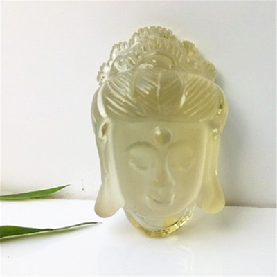 天然黄水晶观音头像吊坠菩萨挂件