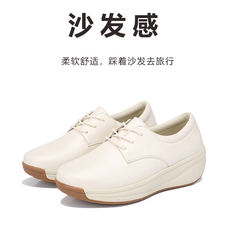 真皮厚底妈妈鞋软底软面舒适头层牛皮牛筋底中老年系带羊皮女鞋