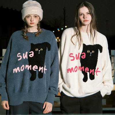 SUAMOMENT猫猫风慵懒猫咪毛衣