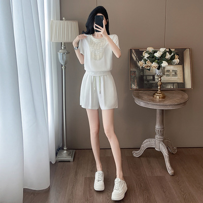 4242运动休闲套装夏季2024新款时尚洋气炸街短袖短裤两件套