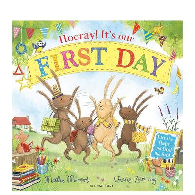 【预售】【兔子冒险记翻翻书】哦耶，这是我们的第一天 Hooray It's Our First Day 英文原版儿童绘本故事书3-6岁进口英语书籍